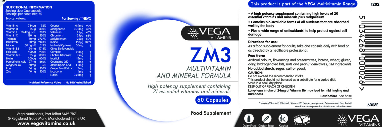 ZM3 Multivitamin and Mineral Formula Multivitamin - Vega Vitamins